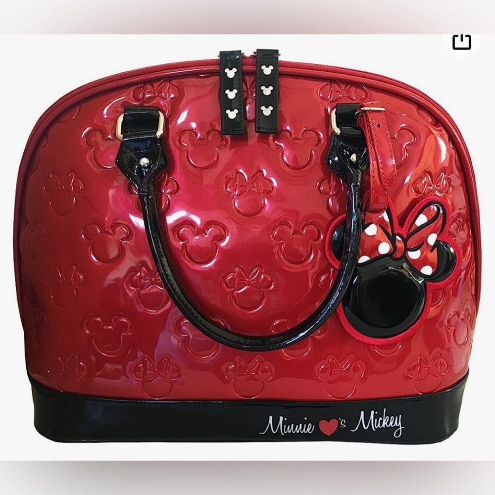 Loungefly Disney’s Minnie Loves Mickey Large Red Satc… - Gem